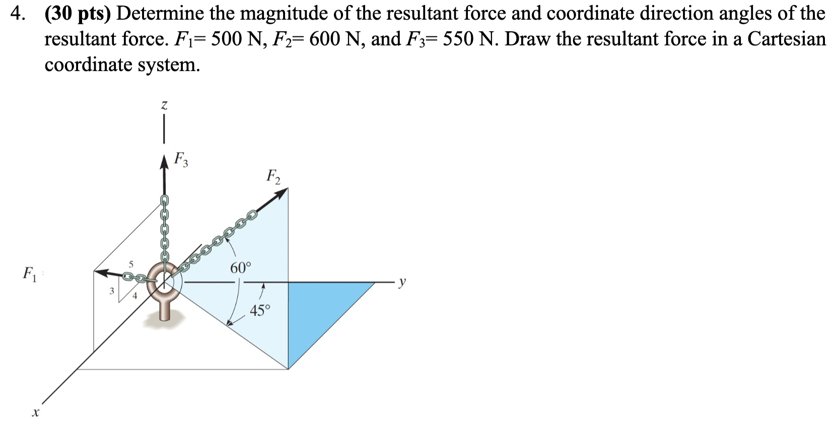 Solved ( 30pts ﻿Determine the magnitude of the resultant | Chegg.com