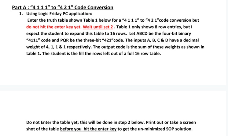 Part A :"4111" to "4 21" Code Conversion 1. Using | Chegg.com