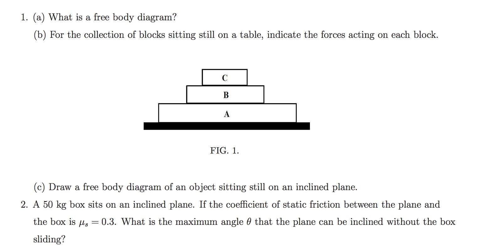 Solved 1. (a) What is a free body diagram? (b) For the | Chegg.com
