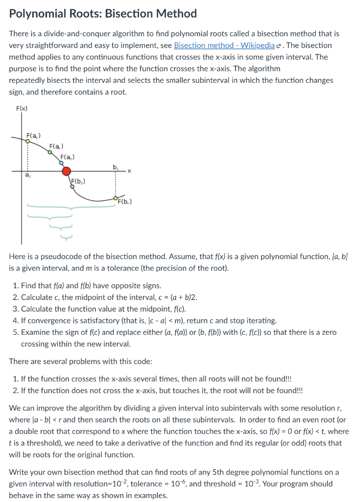 Solved Polynomial Roots: Bisection Method There is a | Chegg.com