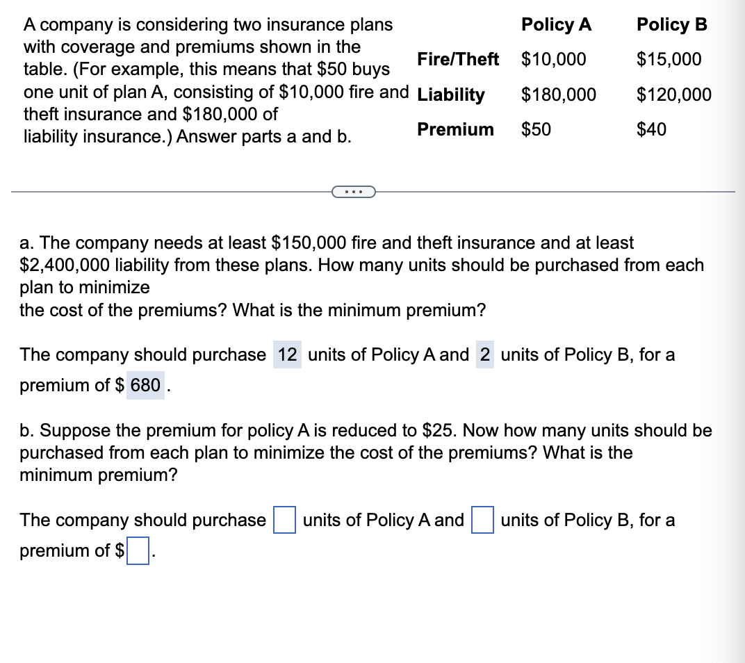 A company is considering two insurance planswith | Chegg.com