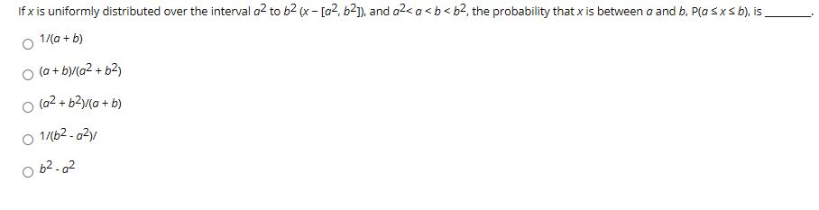Solved If x is uniformly distributed over the interval a2 to | Chegg.com
