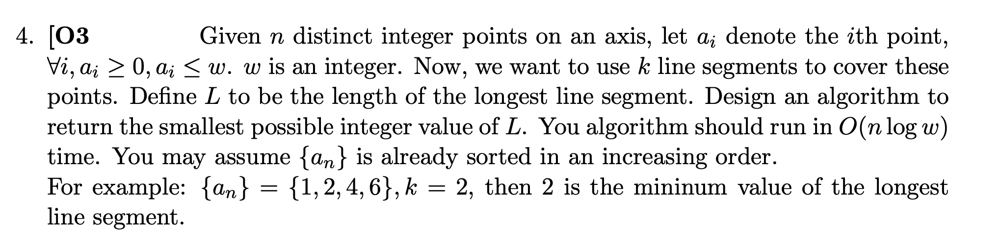 4. (03 Given n distinct integer points on an axis, | Chegg.com