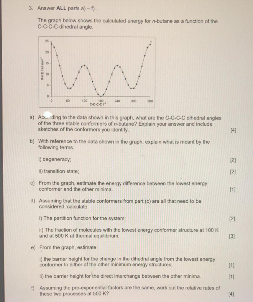 Solved 3. Answer ALL parts a) −f ). The graph below shows | Chegg.com