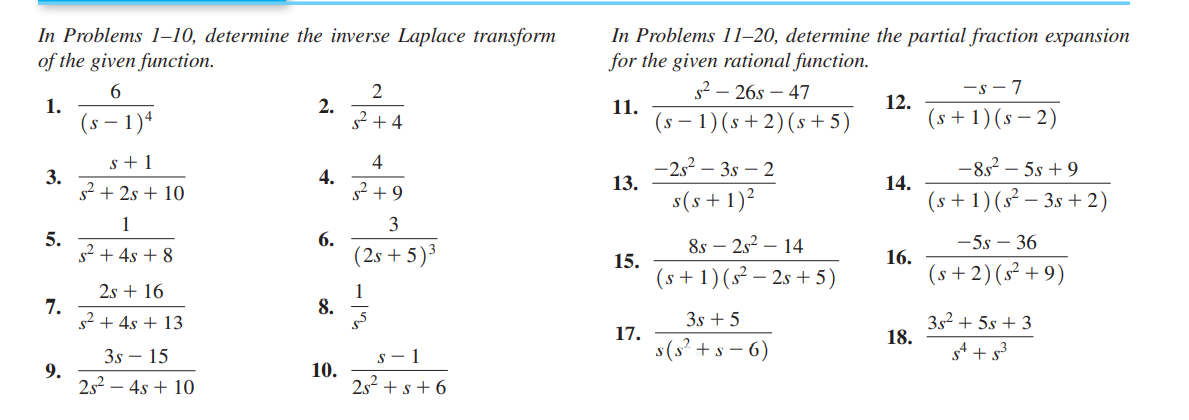 Solved In Problems 1-10, determine the inverse Laplace | Chegg.com