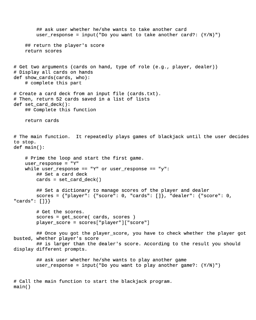 This Is Python I Gave The Skeleton Code Expected 