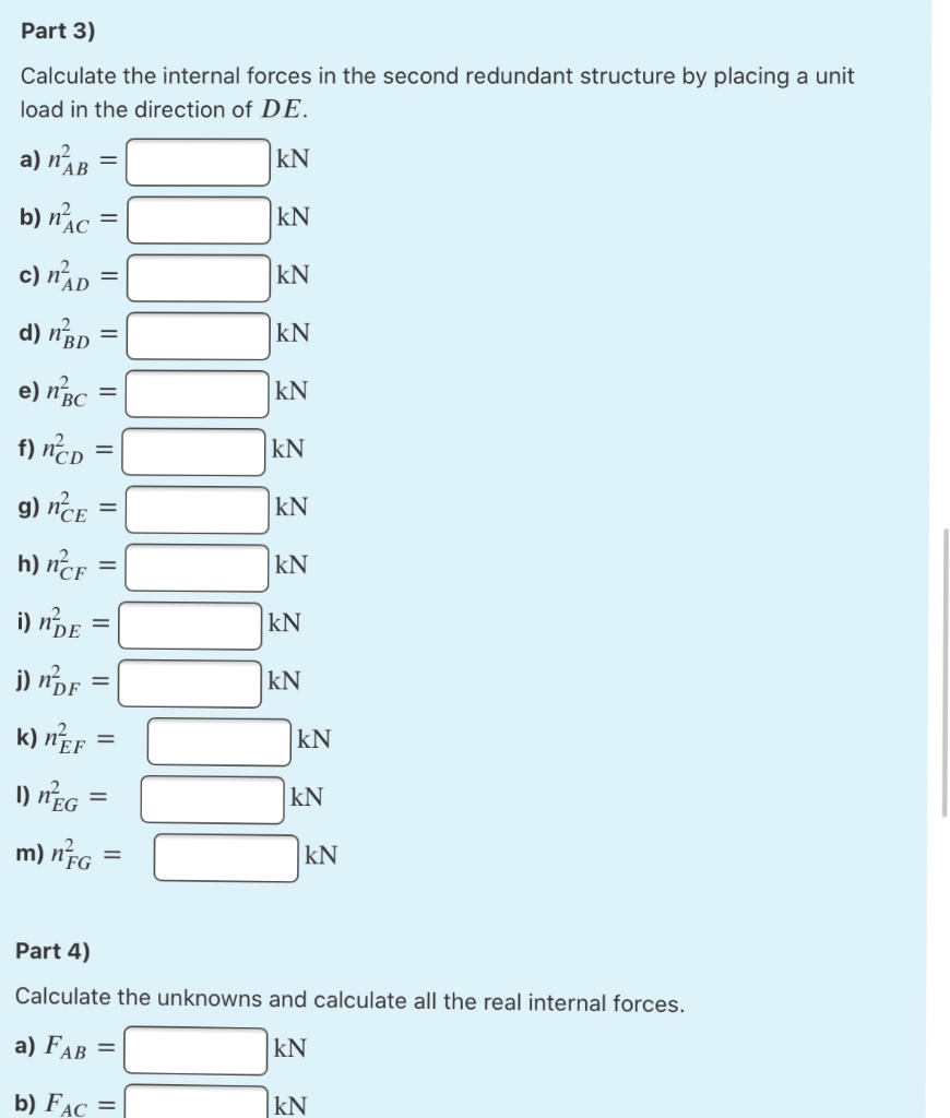 Solved Using the force method, determine all member forces | Chegg.com