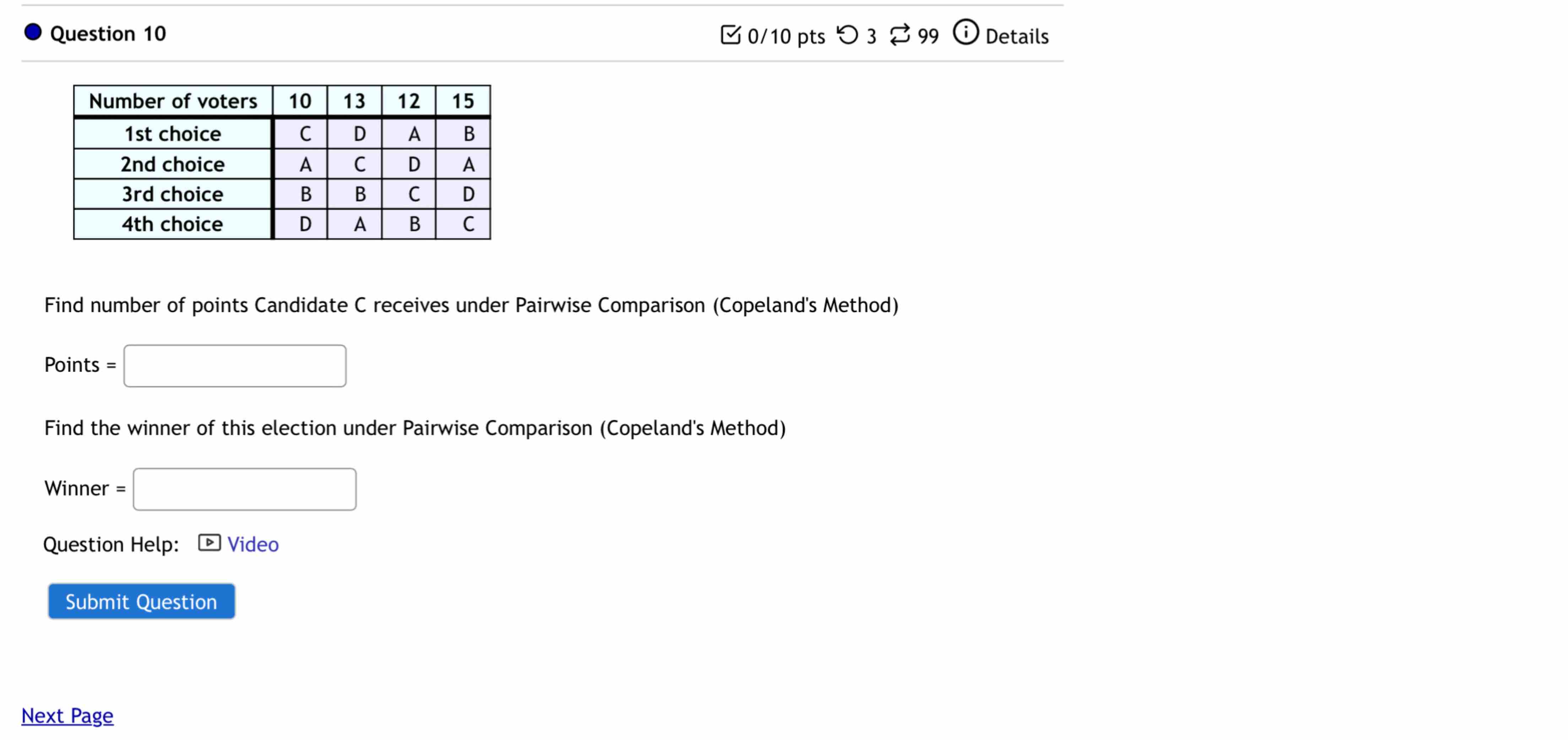 Solved Find number of points Candidate C ﻿receives under | Chegg.com