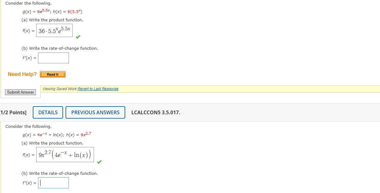 Solved What are the rate of change functions | Chegg.com