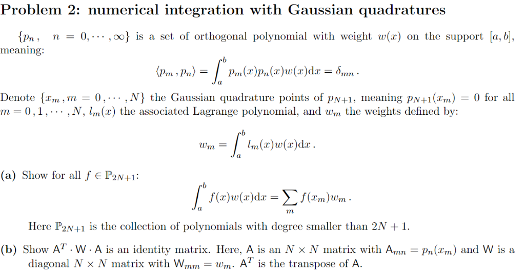 Problem 2: numerical integration with Gaussian | Chegg.com