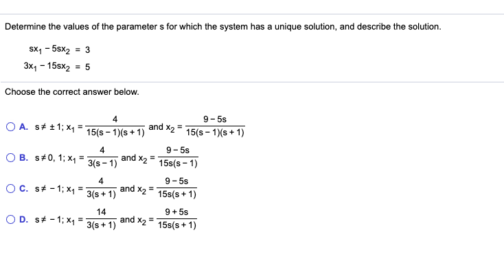 Solved Determine the values of the parameters for which the | Chegg.com