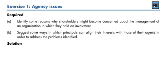 Solved Exercise 1: Agency issues Required la identify some | Chegg.com