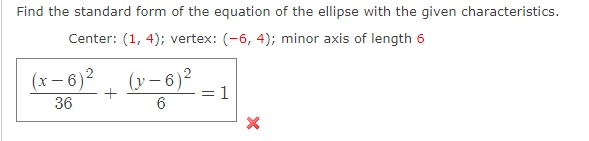 Solved Find the standard form of the equation of the ellipse | Chegg.com