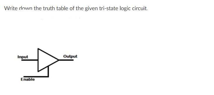 Solved Write down the truth table of the given tri-state | Chegg.com