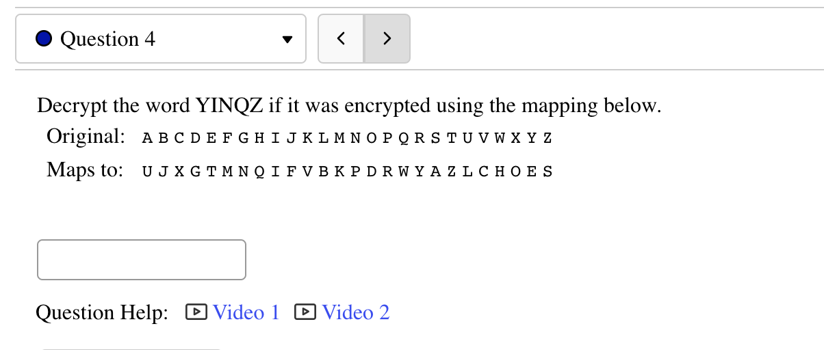 Solved Decrypt the word YINQZ if it was encrypted using the | Chegg.com