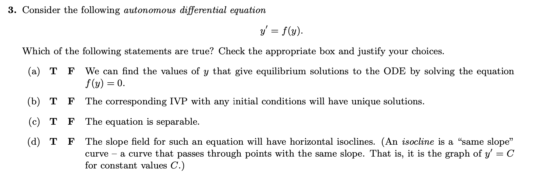 Solved 3. Consider the following autonomous differential | Chegg.com