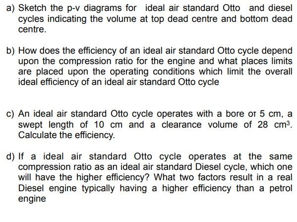 Solved a) Sketch the p-v diagrams for ideal air standard | Chegg.com