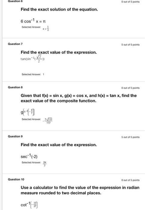 Solved Question 1 2 out of 2 points Use a calculator to find | Chegg.com