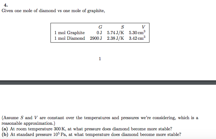 Solved 4. Given one mole of diamond vs one mole of graphite, | Chegg.com