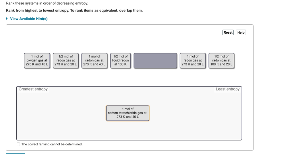 Solved Rank these systems in order of decreasing entropy | Chegg.com