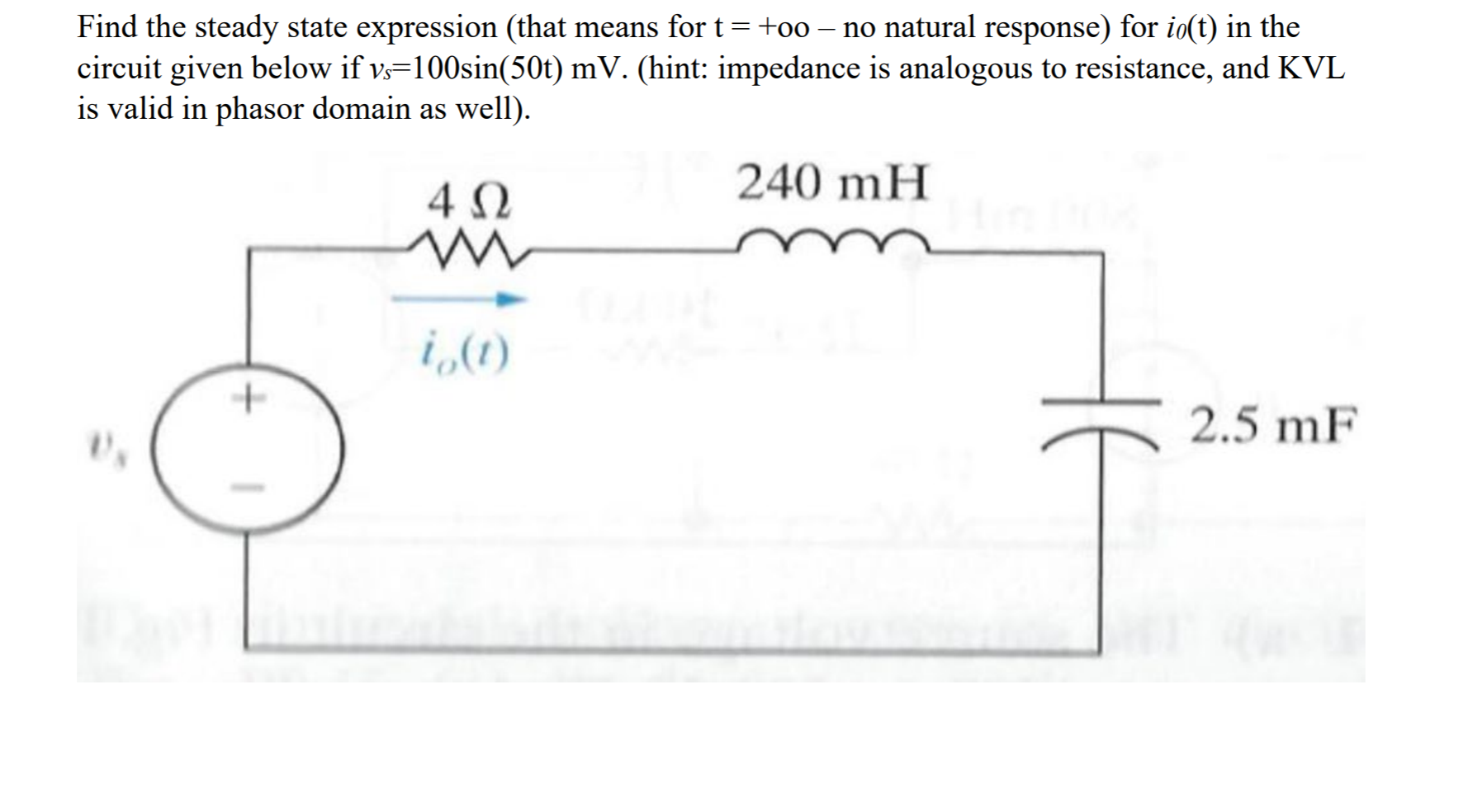 Solved Find the steady state expression (that means for t = | Chegg.com