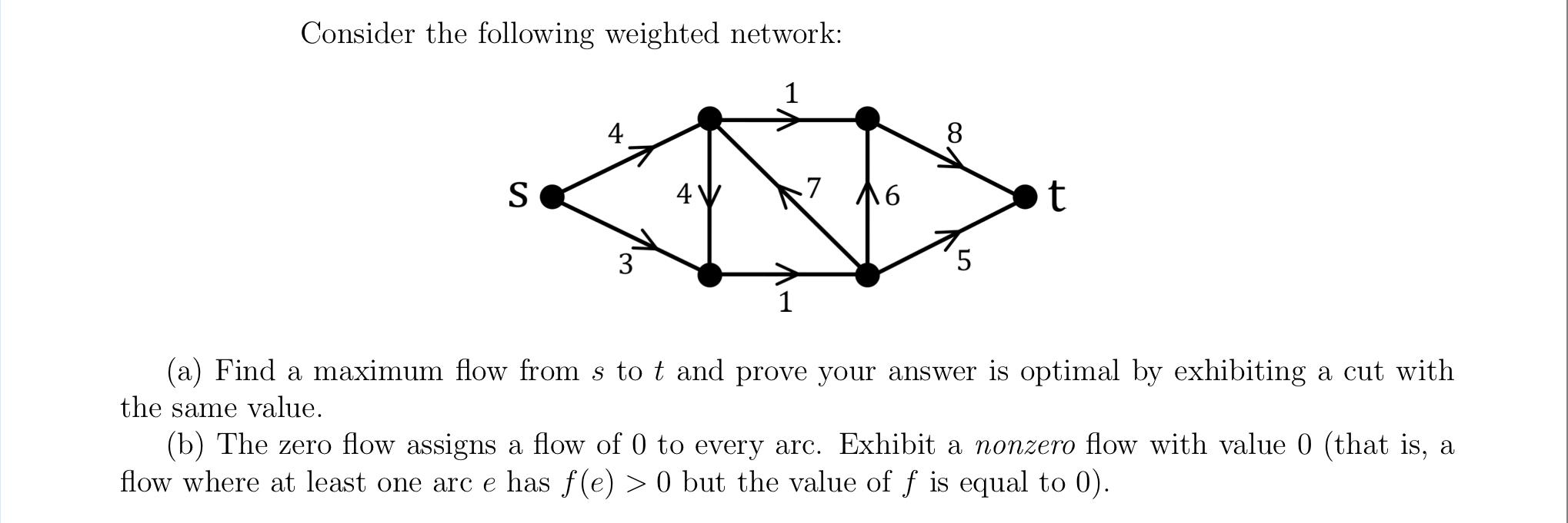 Solved Consider the following weighted network: 1 4 8 S 7 | Chegg.com