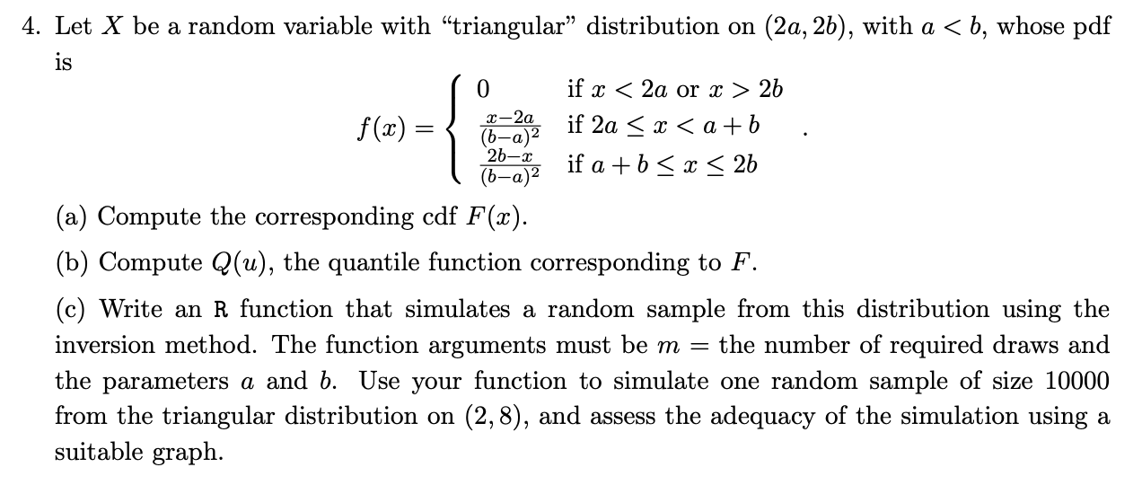 2-2a 2b-1 4. Let X be a random variable with | Chegg.com