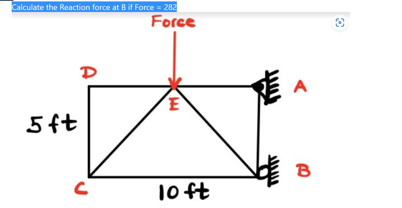 Solved Calculate the Reaction force at B if Force =282 | Chegg.com Solved Calculate the Reaction force at B if Force =282 | Chegg.com