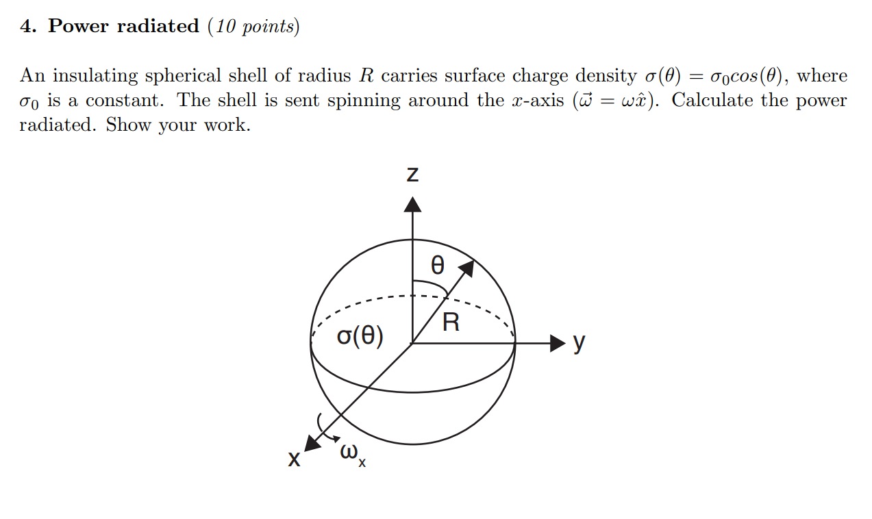 Solved Radiation of non-uniform charged rotating spherical | Chegg.com