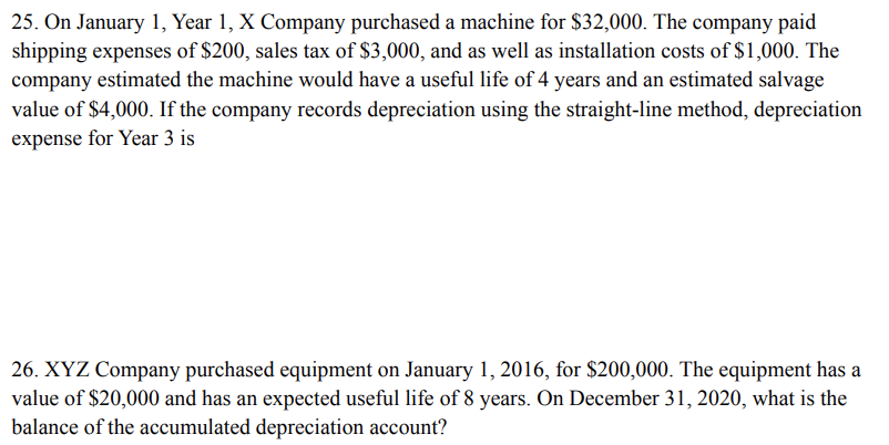 Solved 25. On January 1 , Year 1 , X Company purchased a | Chegg.com