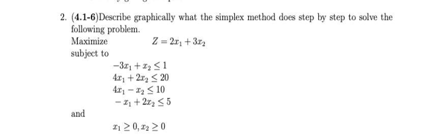 Solved 2. (4.1-6)Describe graphically what the simplex | Chegg.com