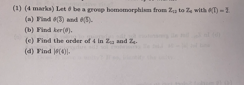 Solved Let θ be a group homomorphism from ℤ12 to ℤ6 with | Chegg.com