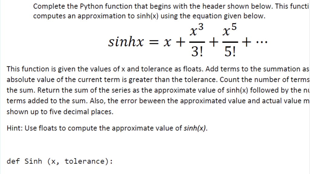 Solved Complete the Python function that begins with the | Chegg.com