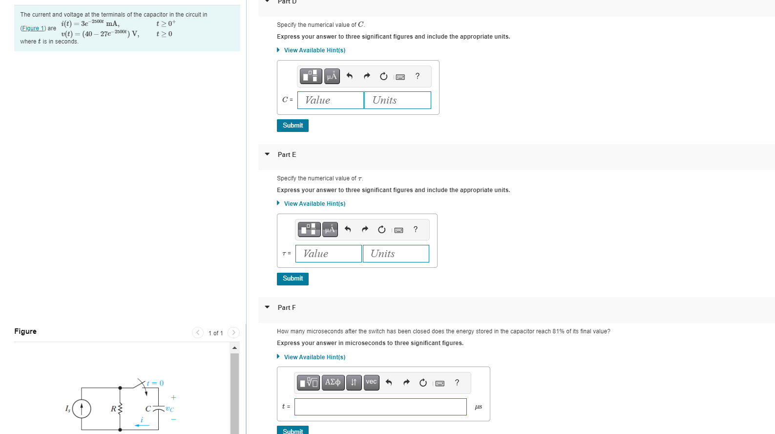 Solved The current and voltage at the terminals of the | Chegg.com