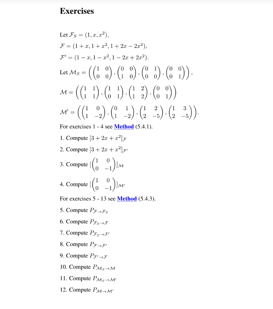 Solved Exercises Let FS=(1,x,x2), | Chegg.com