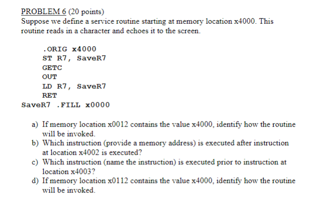 Solved PROBLEM 6 (20 points) Suppose we define a service | Chegg.com