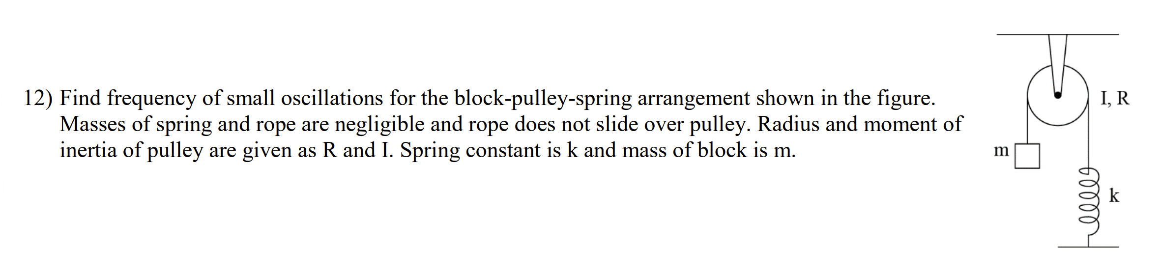 Solved 12)g=9.8m/s2Find frequency of small oscillations for | Chegg.com