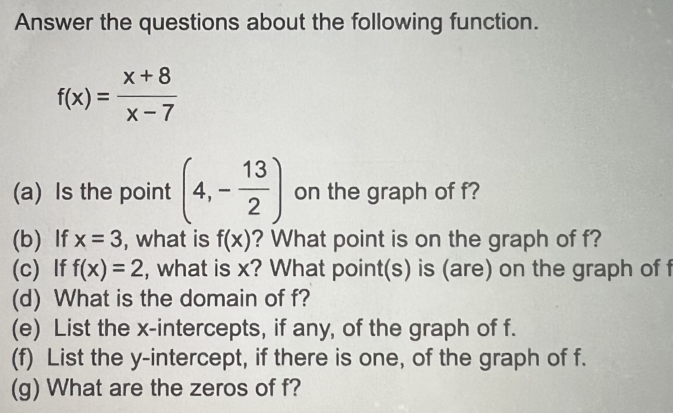 Solved Answer the questions about the following function. | Chegg.com