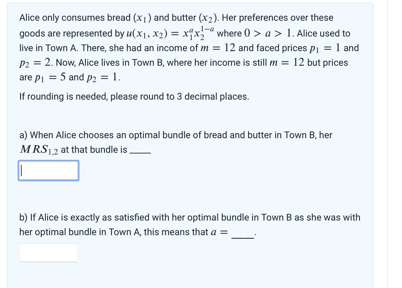 Solved Alice only consumes bread (x1) and butter (x2). Her | Chegg.com