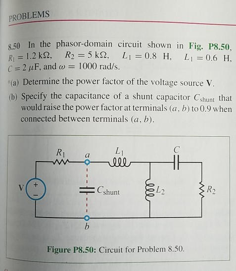 Solved PROBLEMS 850. In the phasor-domain circuit shown in | Chegg.com