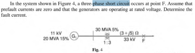 Solved In the system shown in Figure 4, a three-phase short | Chegg.com
