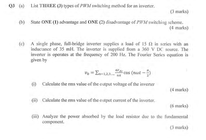 Solved (b) State ONE (1) advantage and ONE (2) disadvantage | Chegg.com