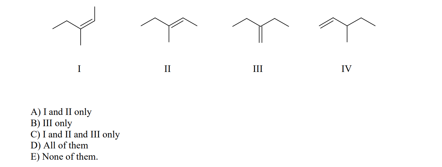 Solved Which of the following alkenes yield(s) | Chegg.com