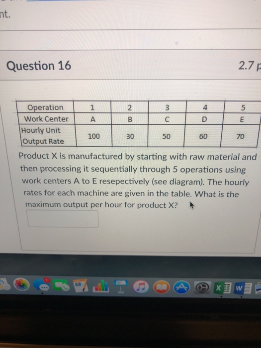 Solved nt. Question 16 2.7 p Operation 1 4 Work Center | Chegg.com
