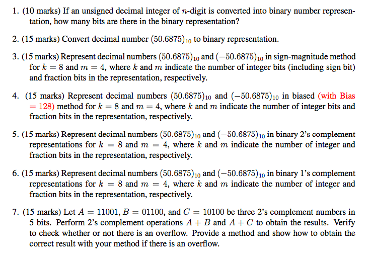 Solved 1 10 Marks If An Unsigned Decimal Integer Of 4652