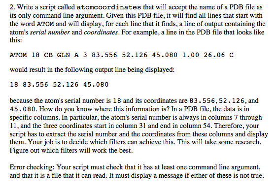 Solved 2. Write a script called atomcoordinates that will | Chegg.com