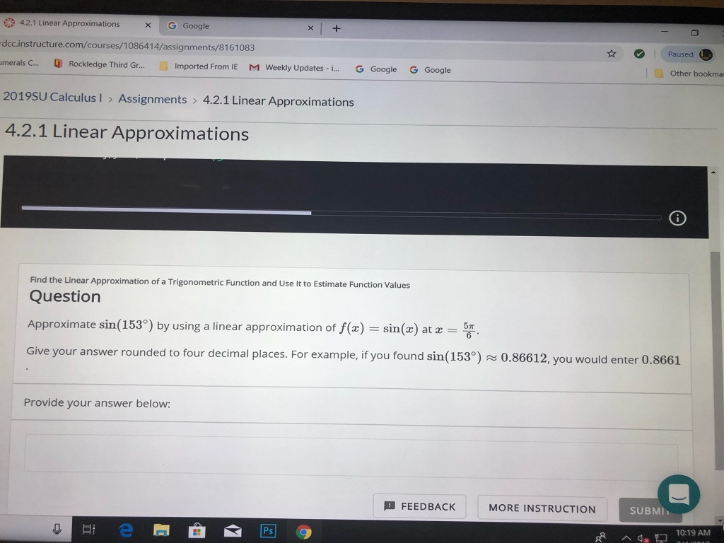 Solved 4.2.1 Linear Approximations G Google x+ | Chegg.com
