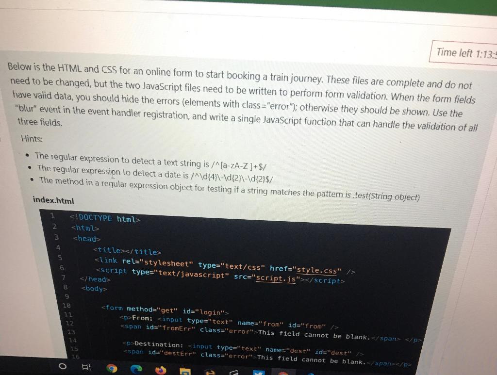 Solved Time left 1:13:5 Below is the HTML and CSS for an | Chegg.com