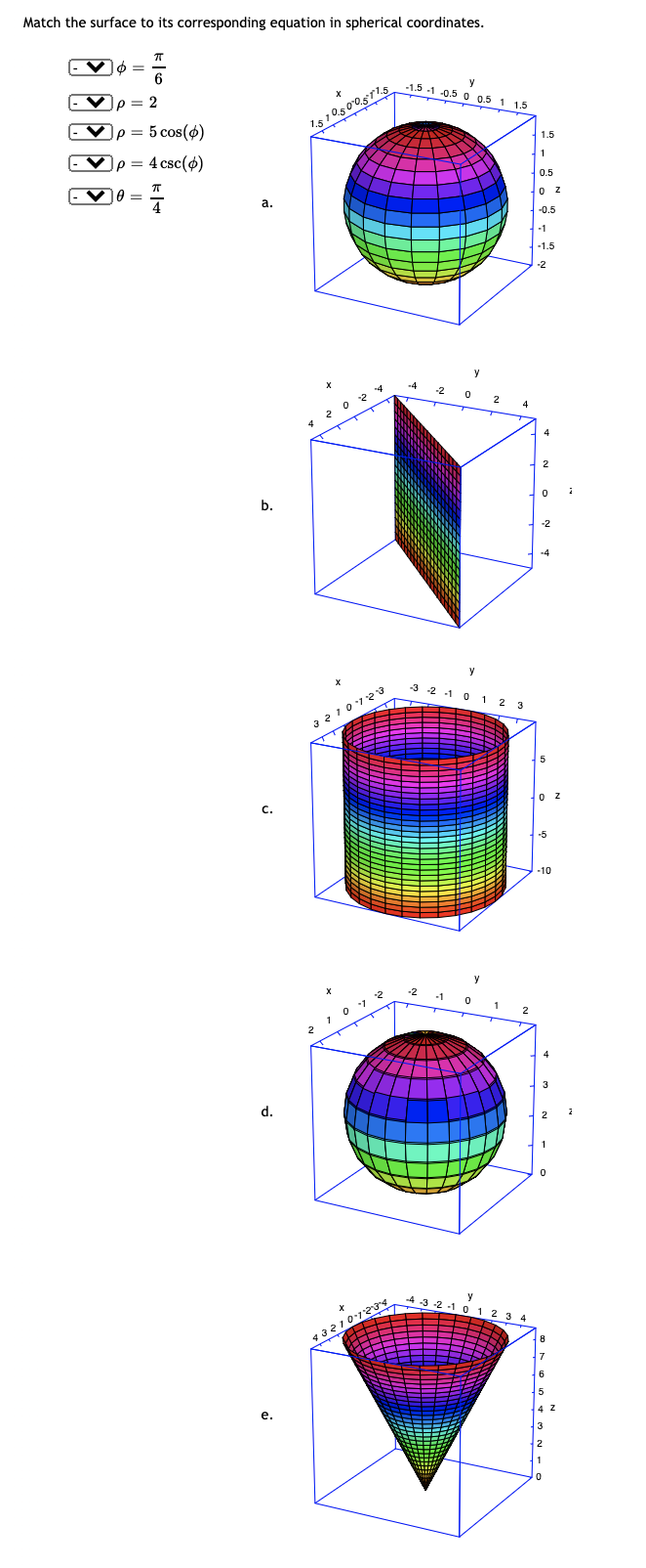 Solved LS Match the surface to its corresponding equation in | Chegg.com