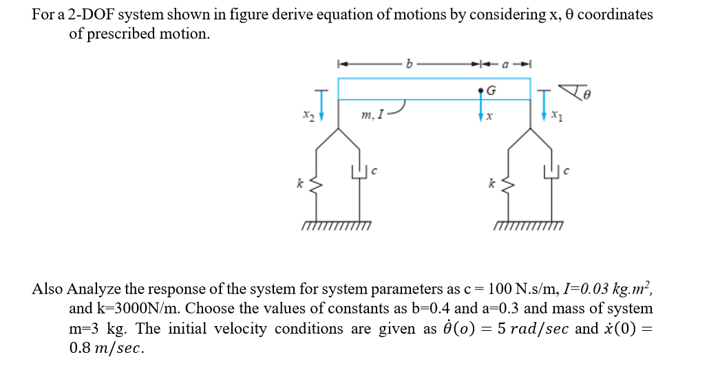 Solved For a 2-DOF system shown in figure derive equation of | Chegg.com